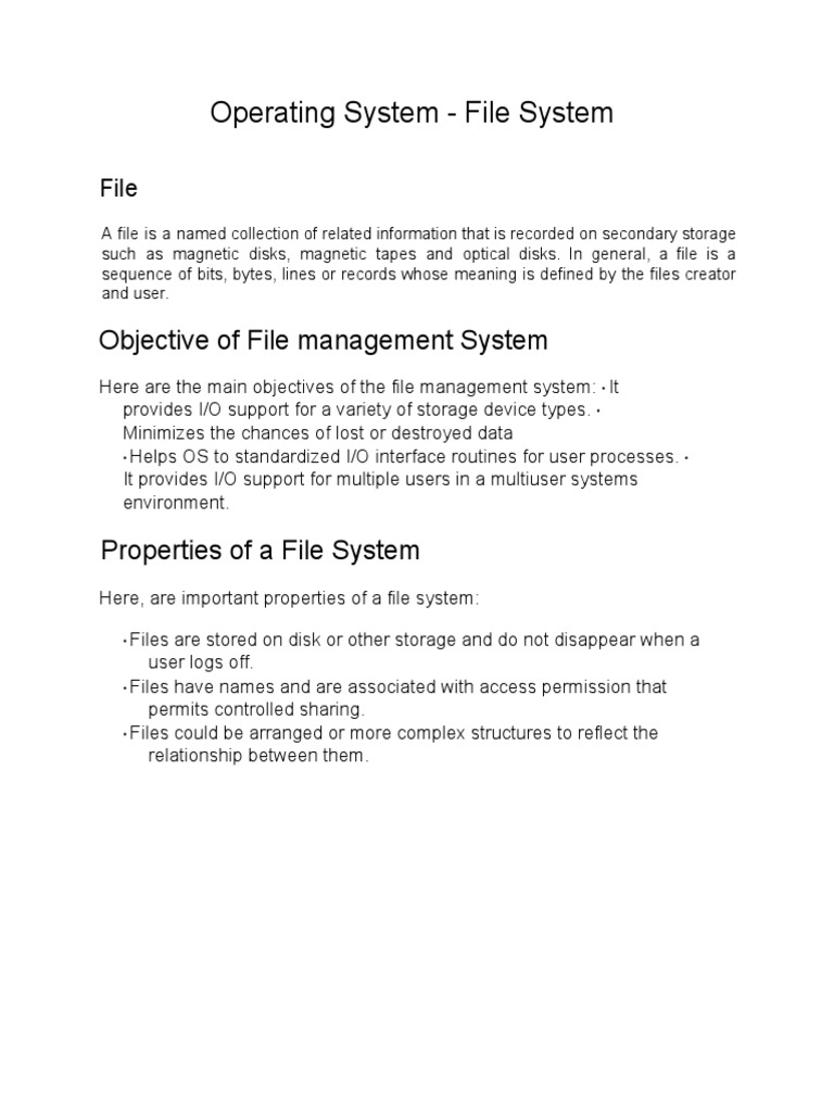 Os Unit 5 Pdf Computer File File System 