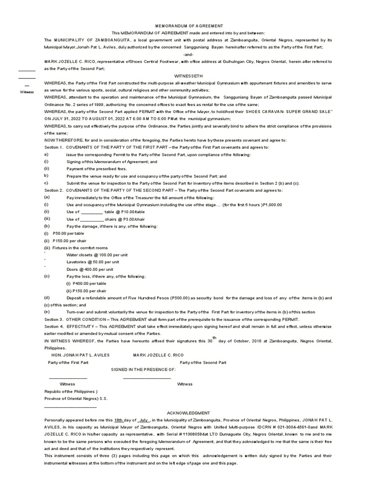 MOA-SAMPLE GYM - Circle of Star | PDF | Government