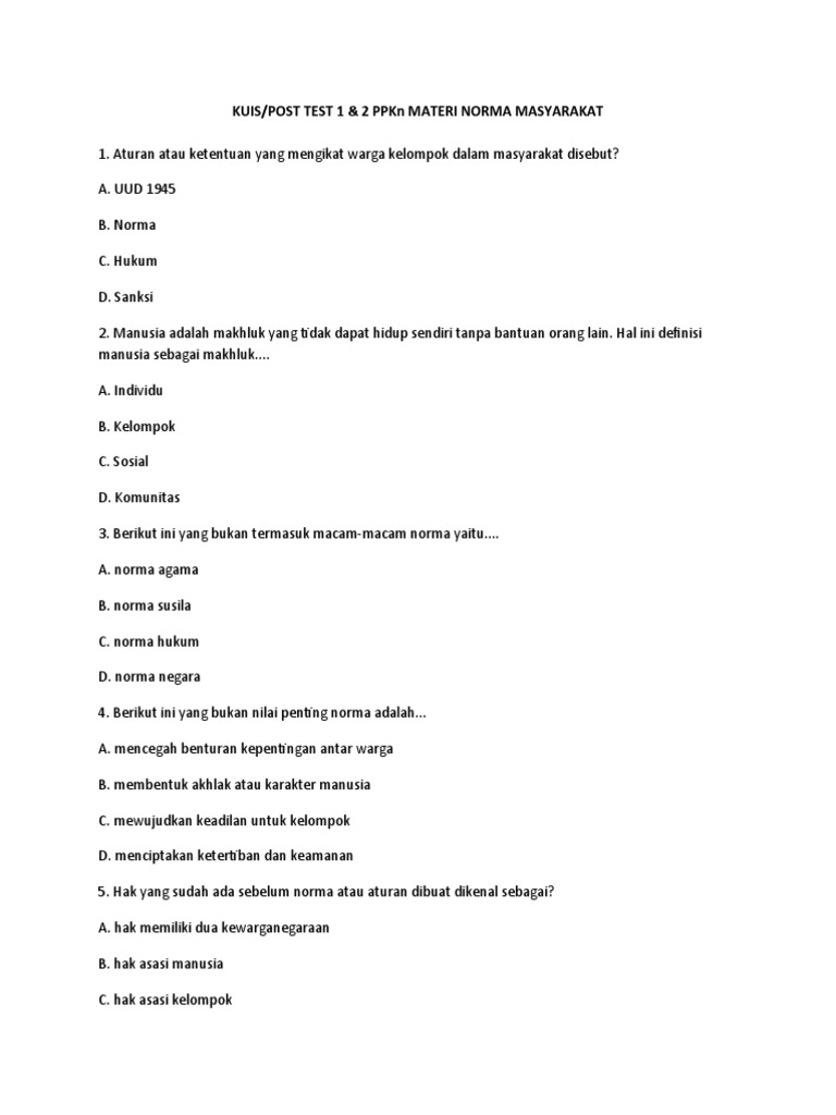 Kuis - Post Test 1 | PDF