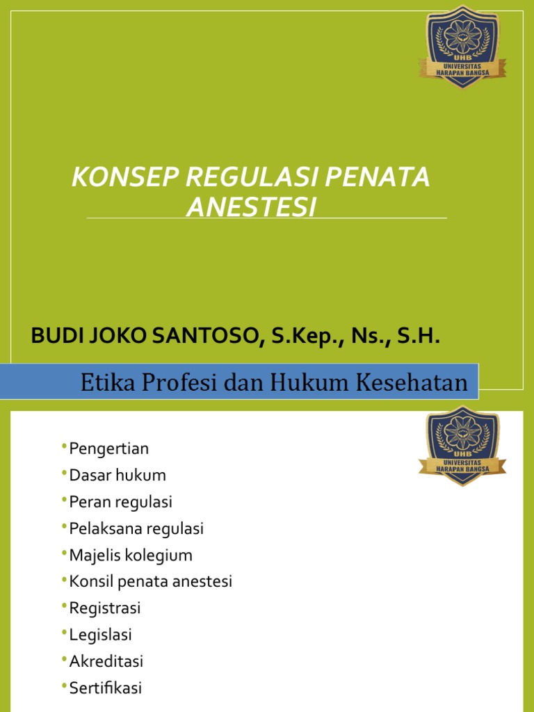 Regulasi Kolegium Penata Anestesi | PDF