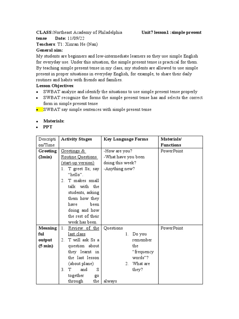 Lesson Plan U7l1 Nan | PDF | Microsoft Power Point | Linguistics