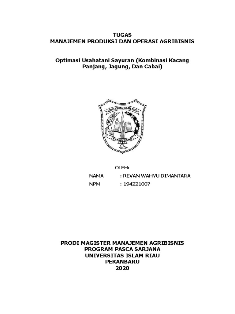 Analisis Optimalisasi Produksi | PDF