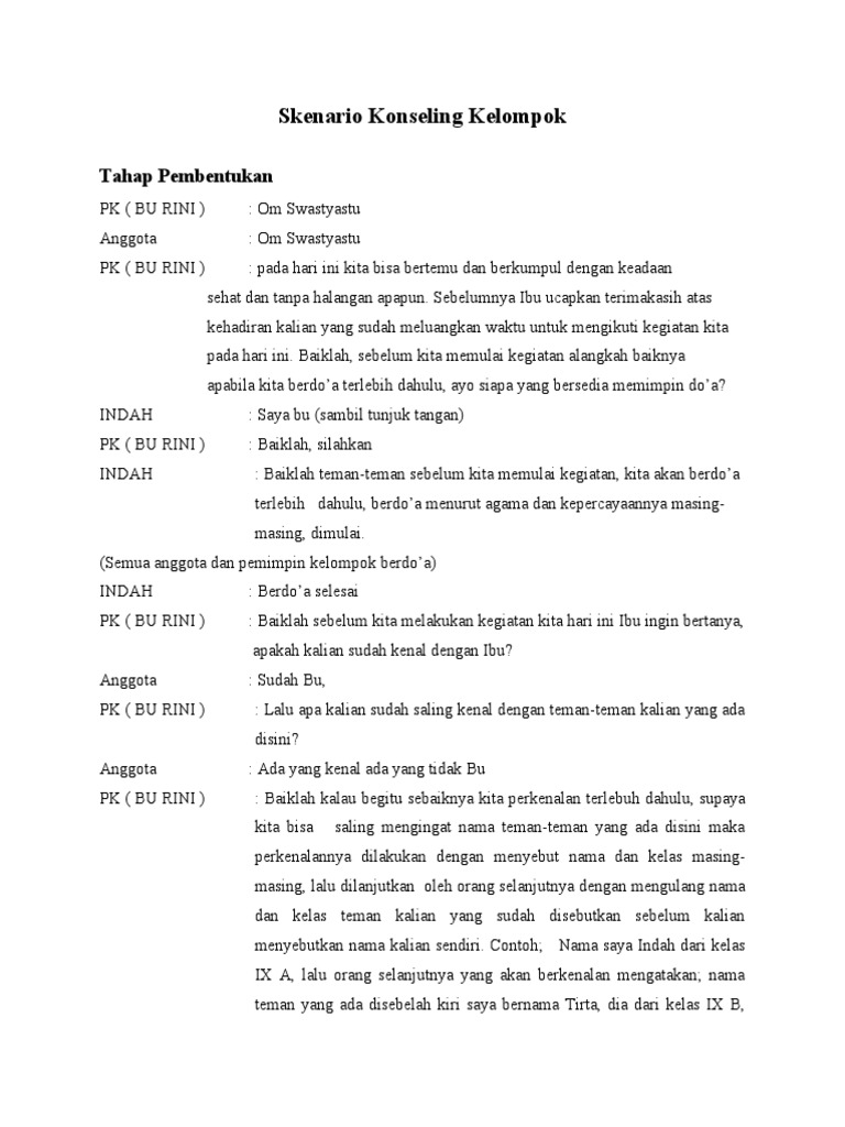Contoh Skenario Konseling Kelompok | PDF