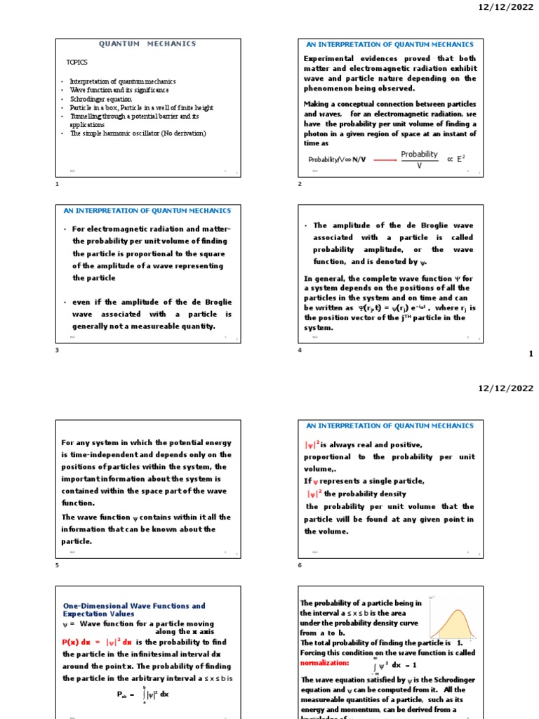 7-Quantum-Mechanics Sept 2022 (Students Copy) | PDF | Wave Function ...