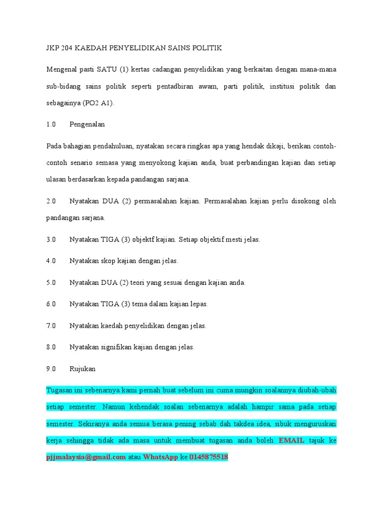 JKP 204 Kaedah Penyelidikan Sains Politik | PDF