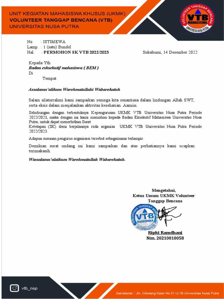 Permohonan SK VTB 18 Desemver 2022 | PDF