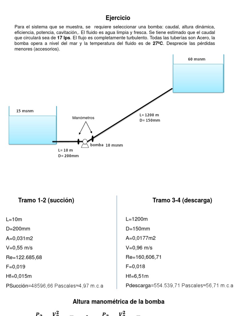 Ejercicio Seleccion de Bombas | PDF | Bomba | Mecanica clasica