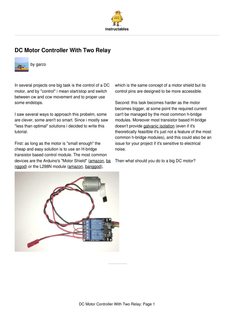 Motor Controller | PDF | Relay | Switch