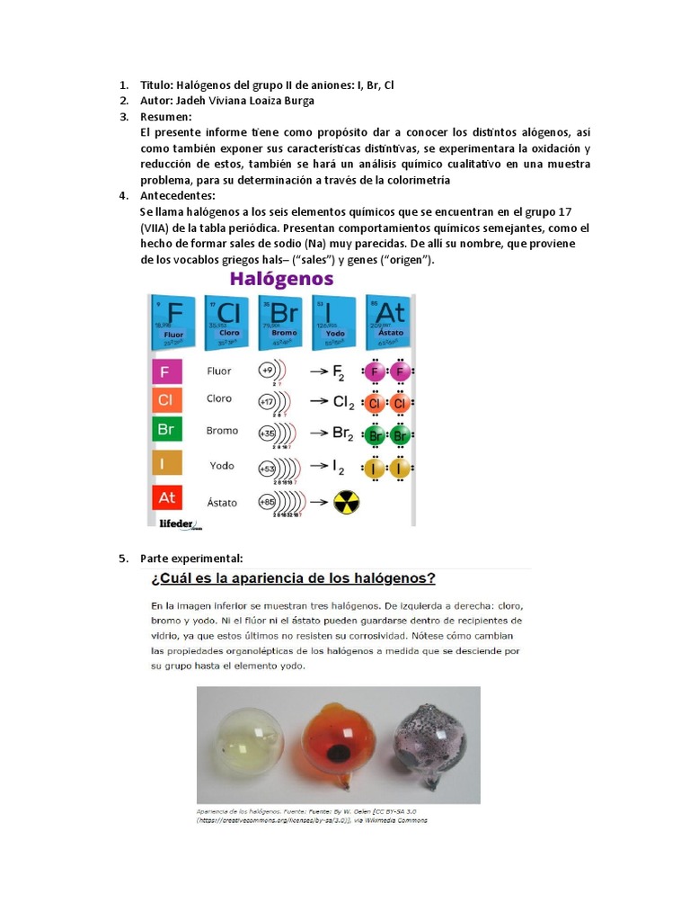 Halógenos | PDF | Ciencias fisicas | Moléculas