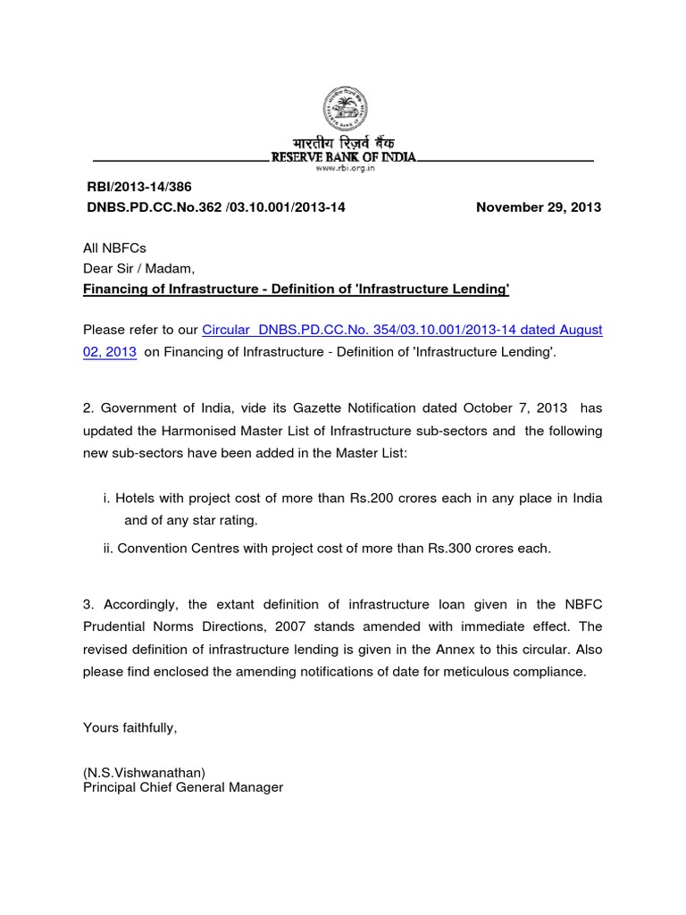 RBI Infrastructure Lending Guidelines Update | PDF | Infrastructure | Loans