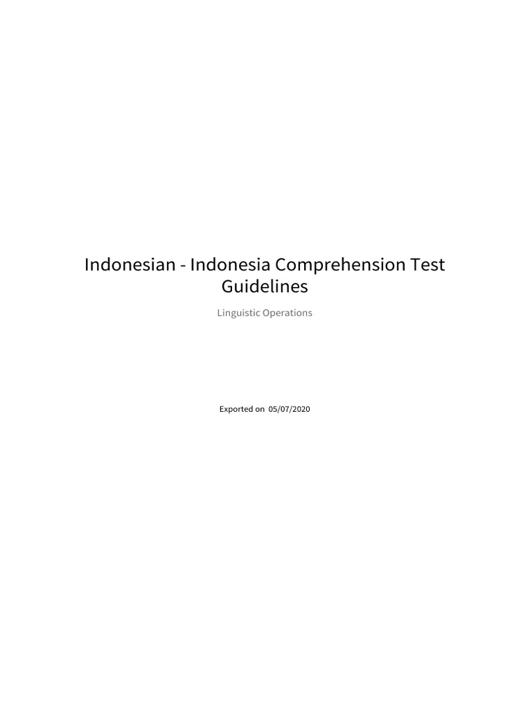 Indonesian Comprehension Test Guide | PDF