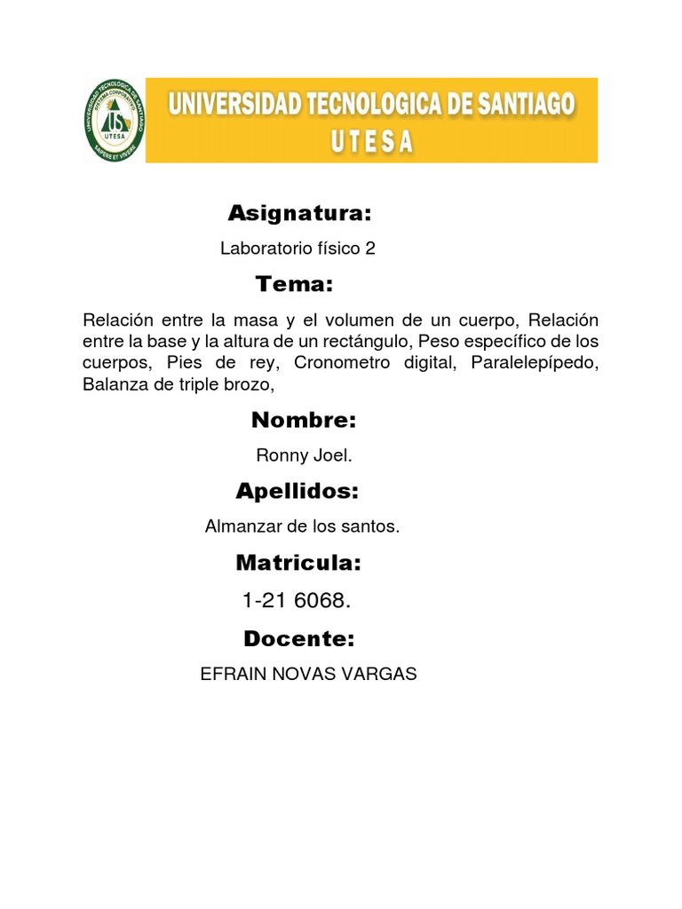 Lab Fisica 2 | PDF | Volumen | Rectángulo