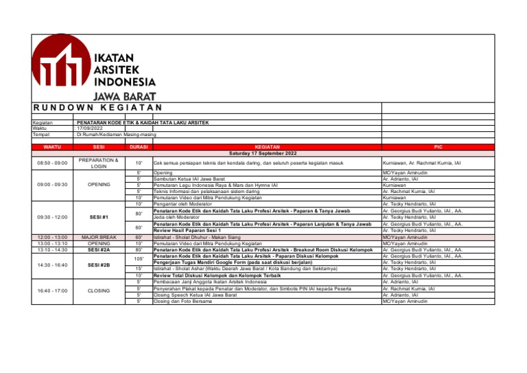 Draft Rundown Acara Kode Etik September 2022 | PDF
