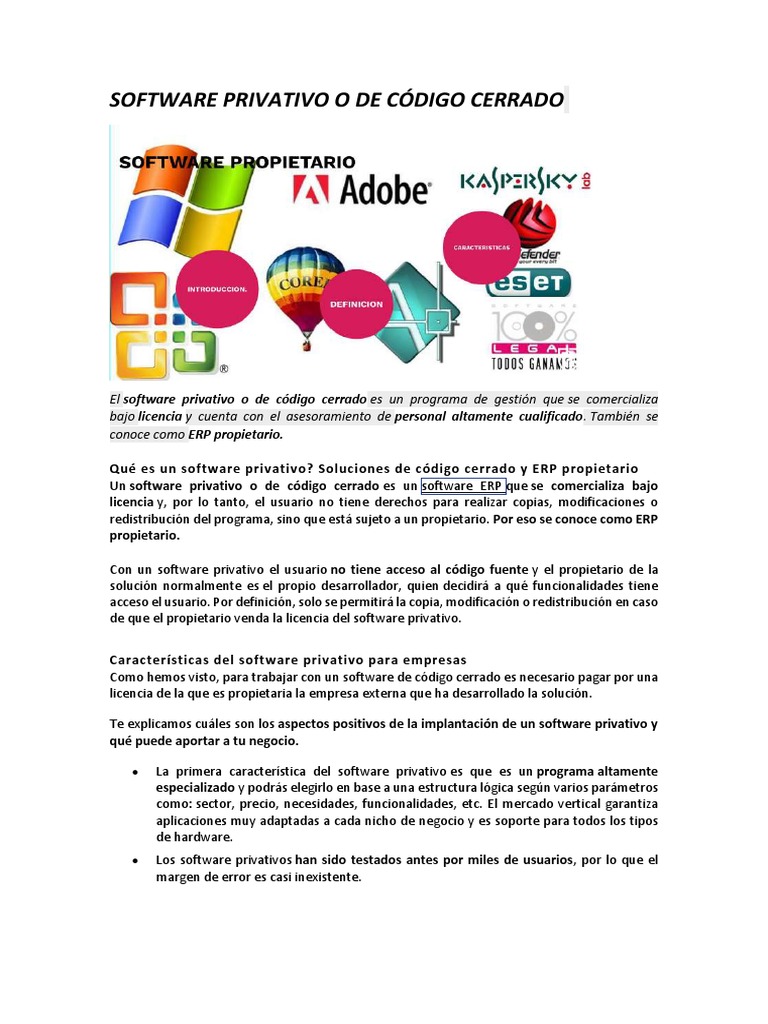 Software Privativo o de Código Cerrado | PDF | Software propietario ...
