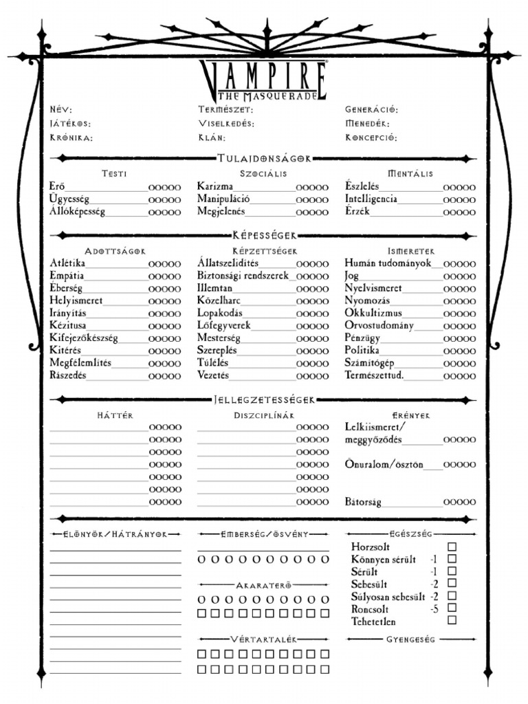 Vampire Character Sheet | PDF