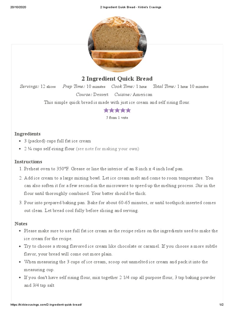 2 Ingredient Quick Bread | PDF | Breads | Ice Cream