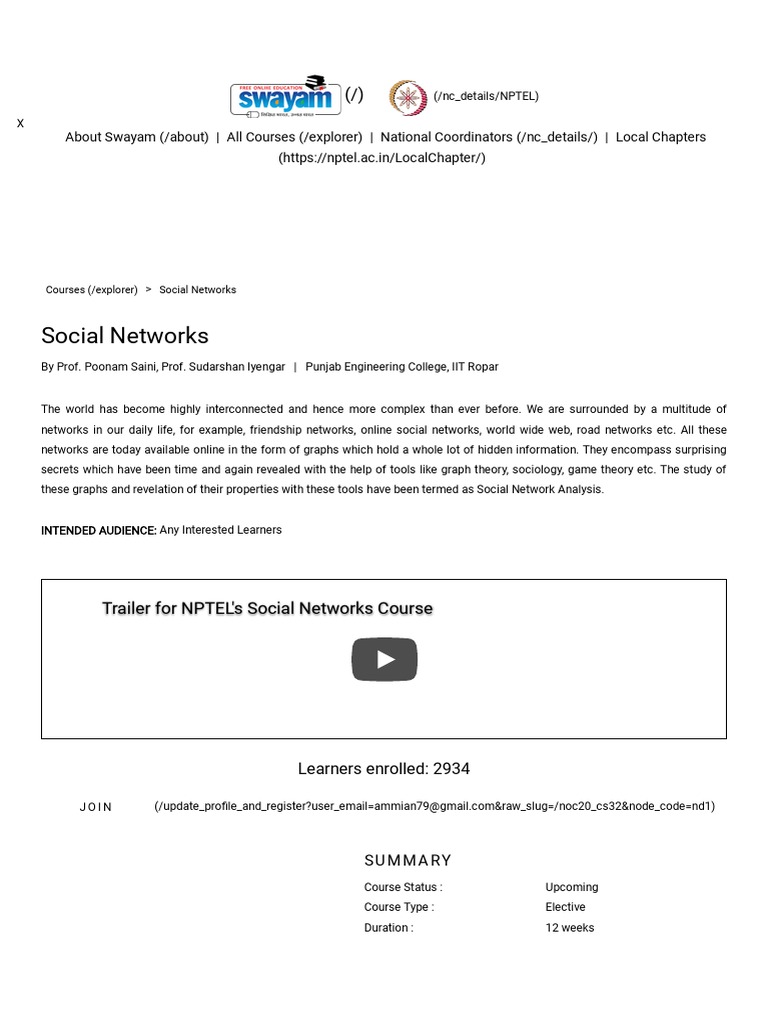 Social Networks - Course | PDF | Social Network | Graph Theory