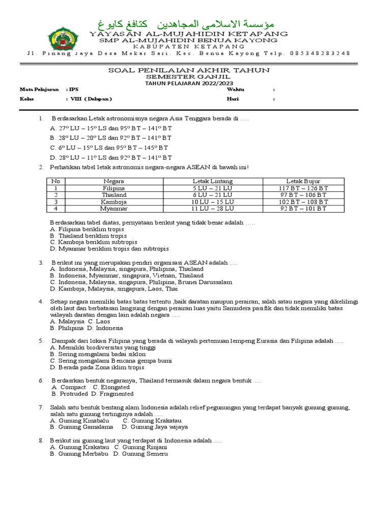 Soal Ulangan Ips Kelas 8 | PDF