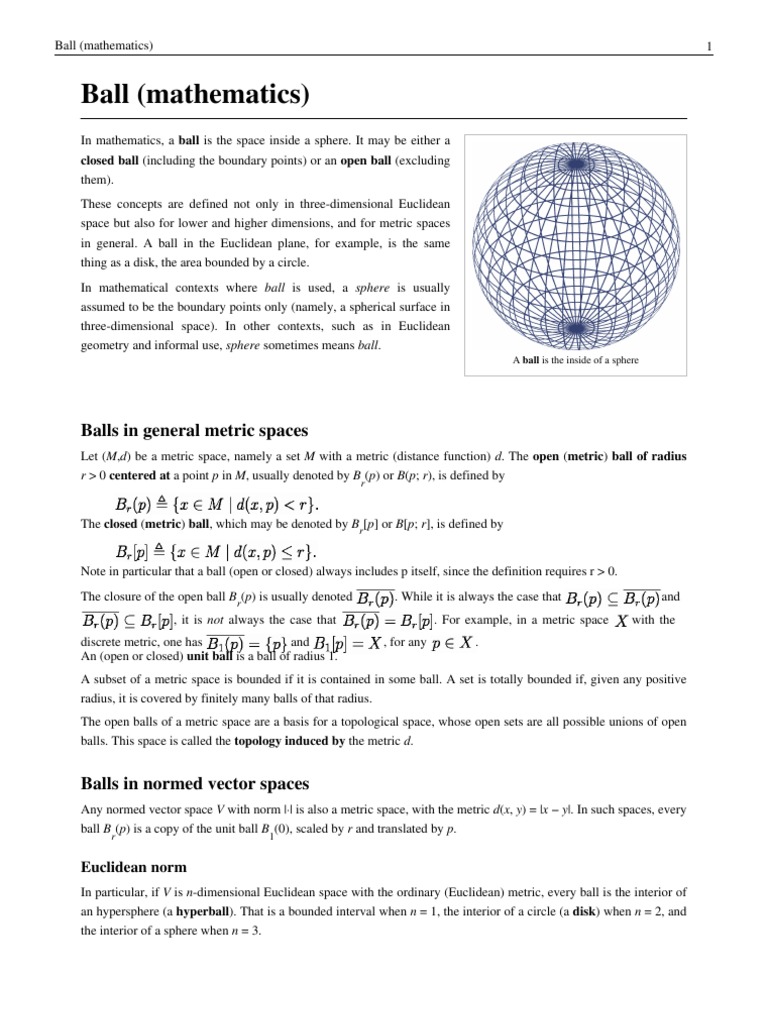 Ball | PDF | Metric Space | Sphere