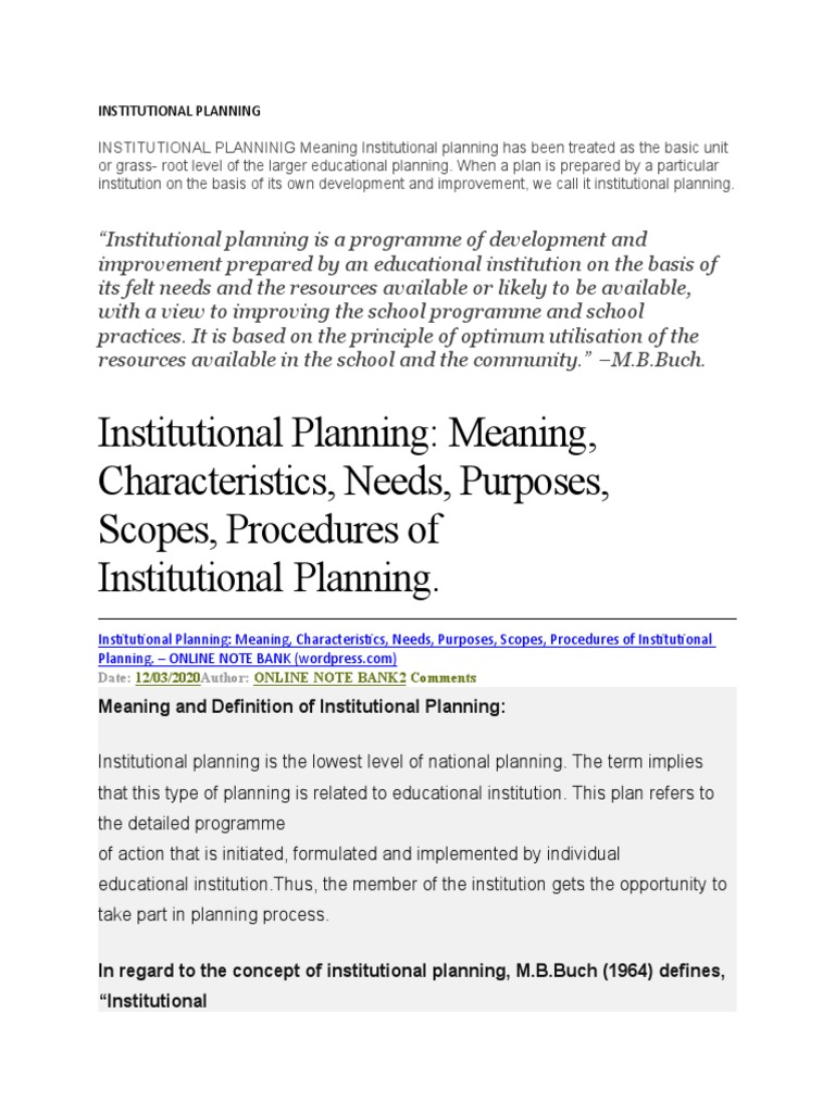 Institutional Planning | PDF | Test (Assessment) | Institution