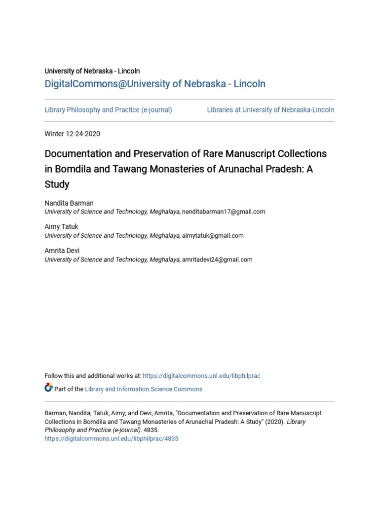 Documentation and Preservation of Rare M | PDF | Manuscript | Libraries