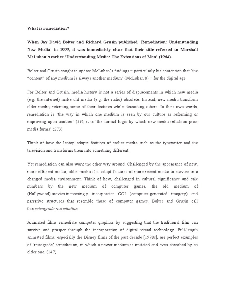 Remediation | PDF | Computer Generated Imagery | Mass Media