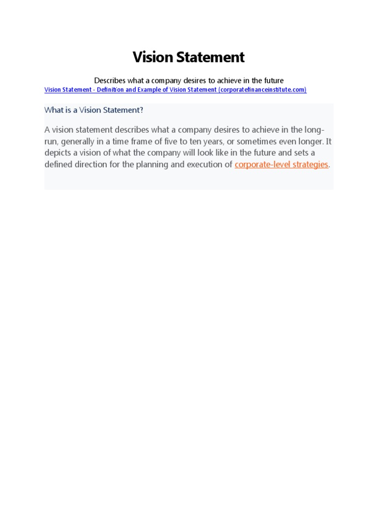 Vision Statement | PDF | Strategic Planning | Facebook