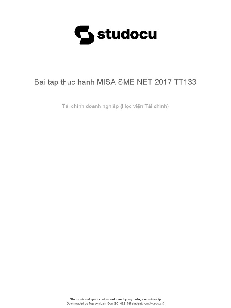 Bai Tap Thuc Hanh MISA SME NET 2017 TT133 Bai Tap Thuc Hanh MISA SME NET 2017 TT133 | PDF