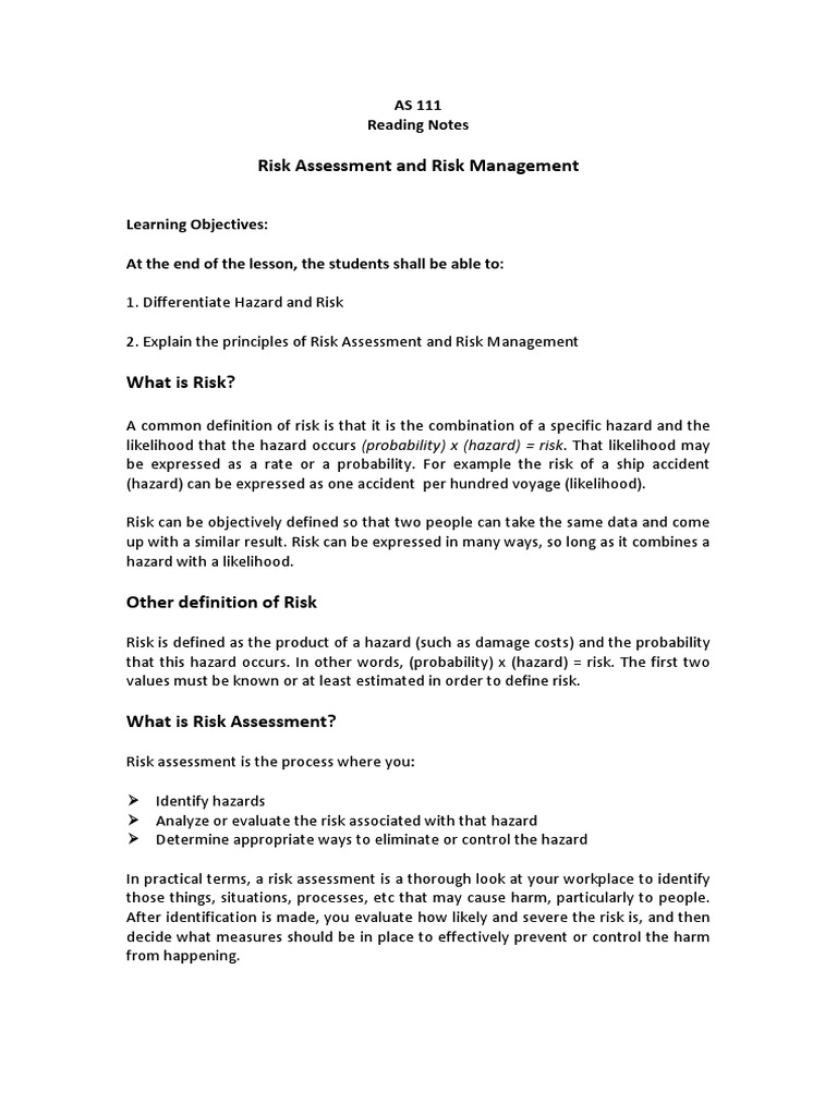 Risk Assessment and Risk Management | PDF | Risk | Risk Assessment