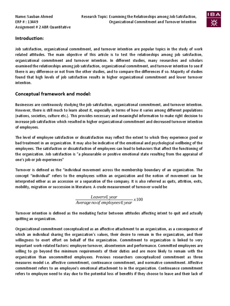 Job Satisfaction, Organizational Commitment, and Turnover Intention ...