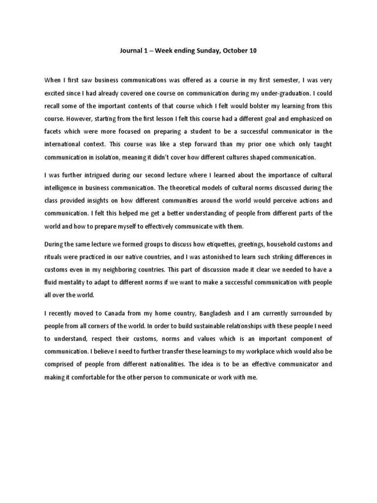 Business Communication - Journal 1 | PDF