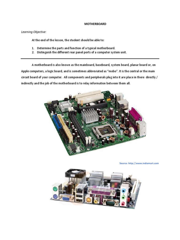 Motherboard Parts and Functions Explained | PDF | Bios | Electrical ...