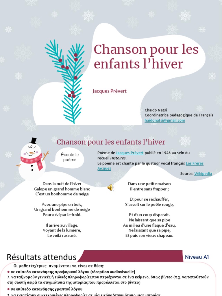 Chanson Pour Les Enfants Lhiver | PDF