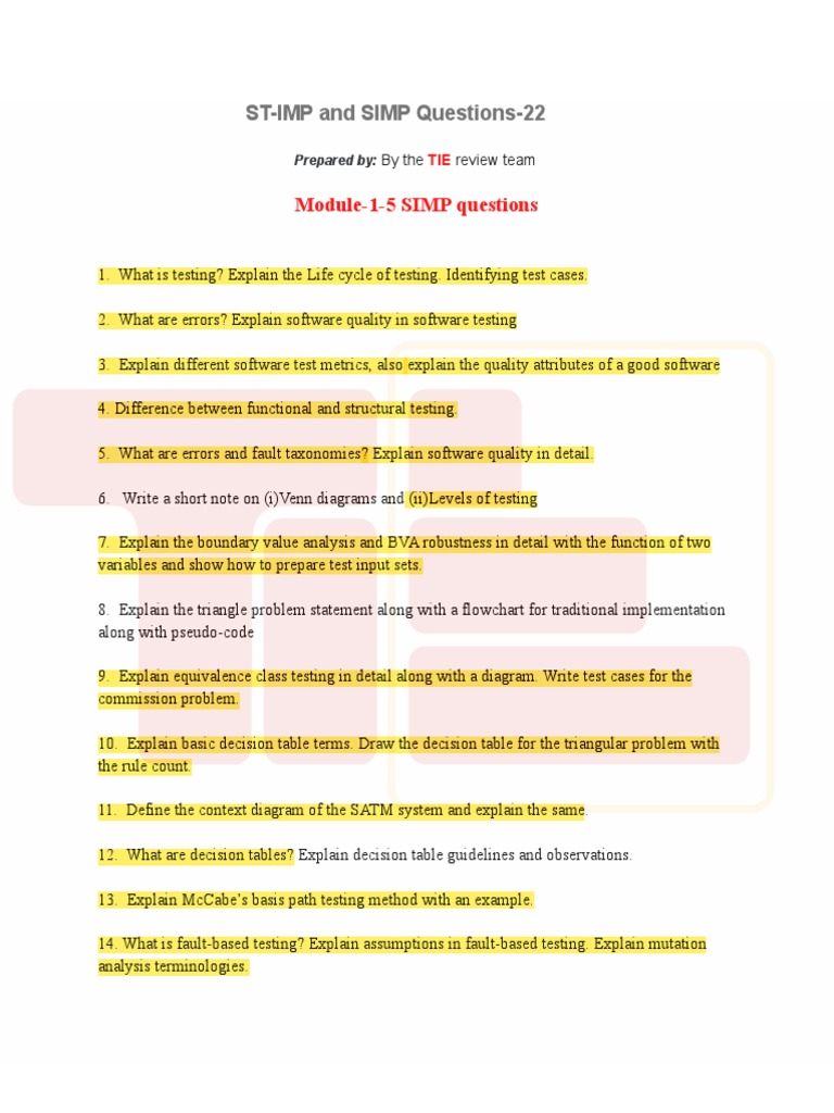 Software Testing Important Questions | PDF | Software Testing | Software