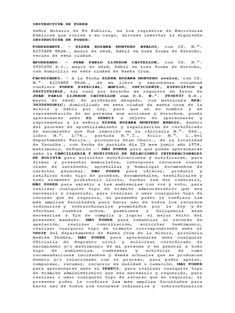 Modelo De Instructiva De Poder Demanda De Divorcio Bo Vrogue Co/modelo De Poder En Panama