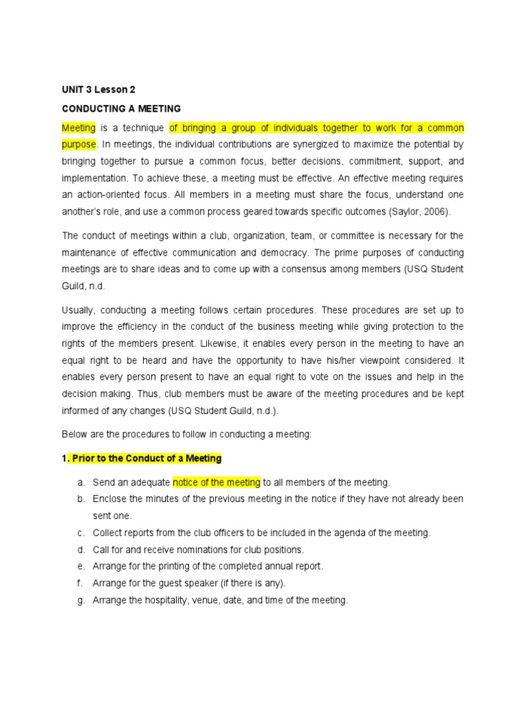 Effective Meeting Conduct Guidelines | PDF