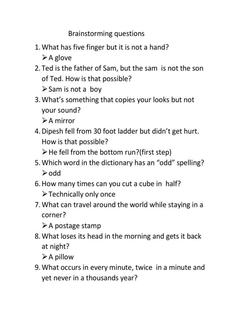 Brainstorming Questions | PDF