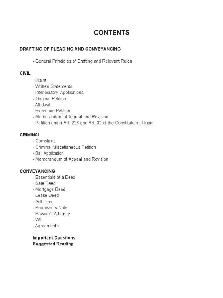 Drafting Pleading and Conveyance | PDF | Pleading | Lawsuit