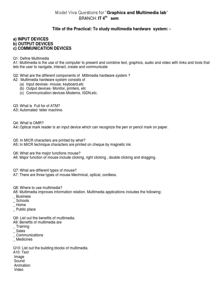 Graphics and Multimedia Viva | PDF | Video | Multimedia