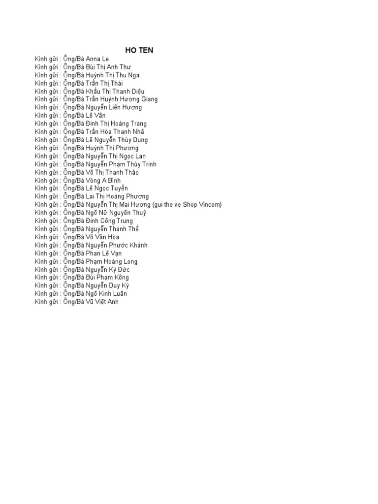 Danh Sach Khach Hang | PDF