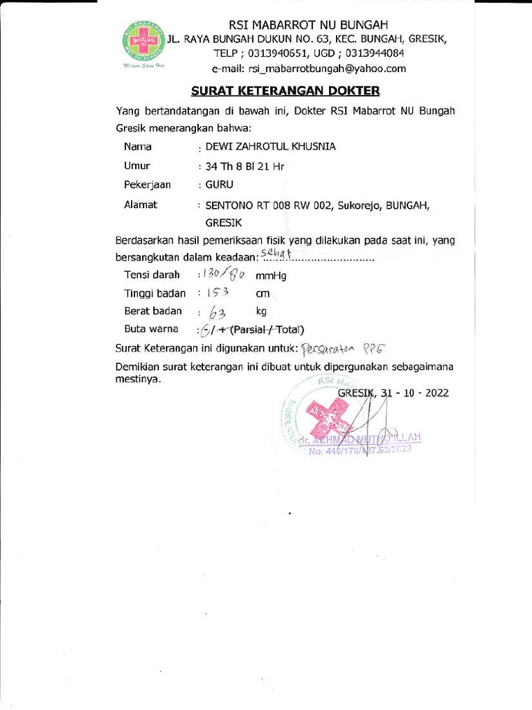 Surat Keterangan Sehat | PDF