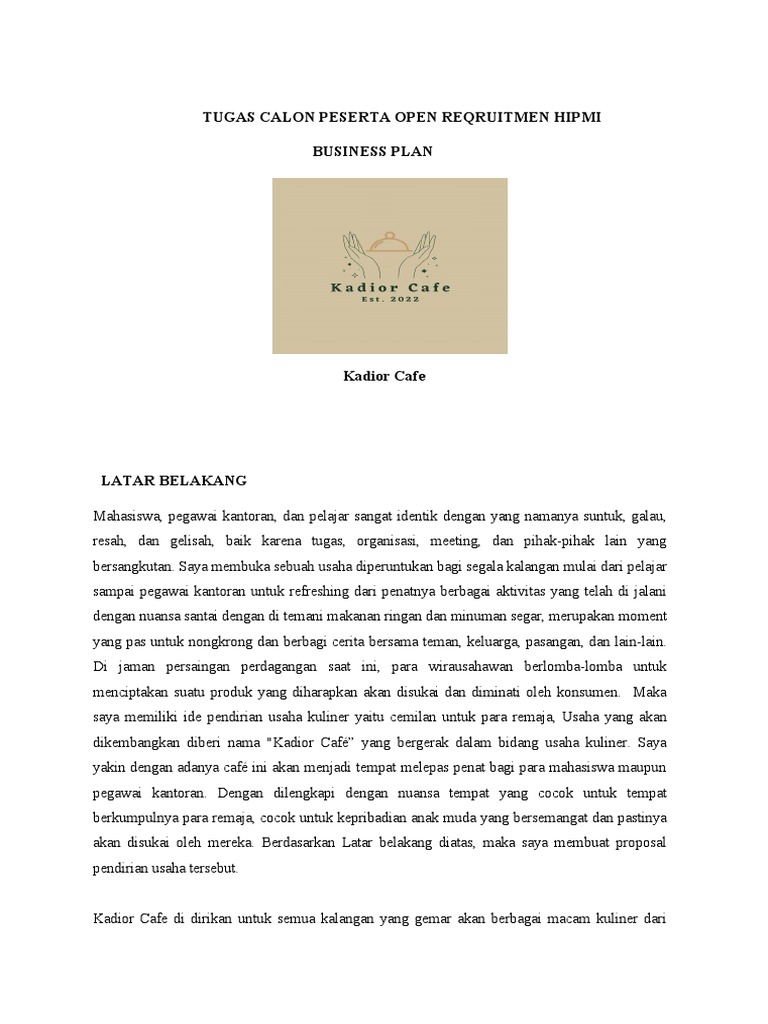 Contoh Bisnis Plan | PDF