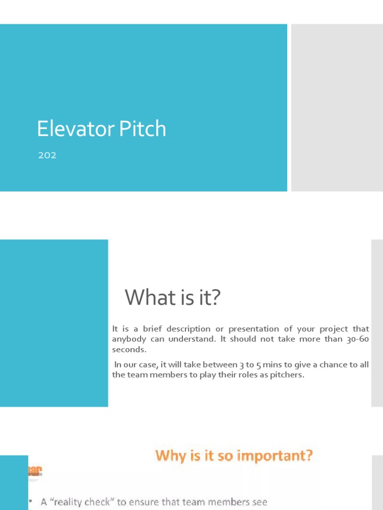 Elevator Pitch | PDF