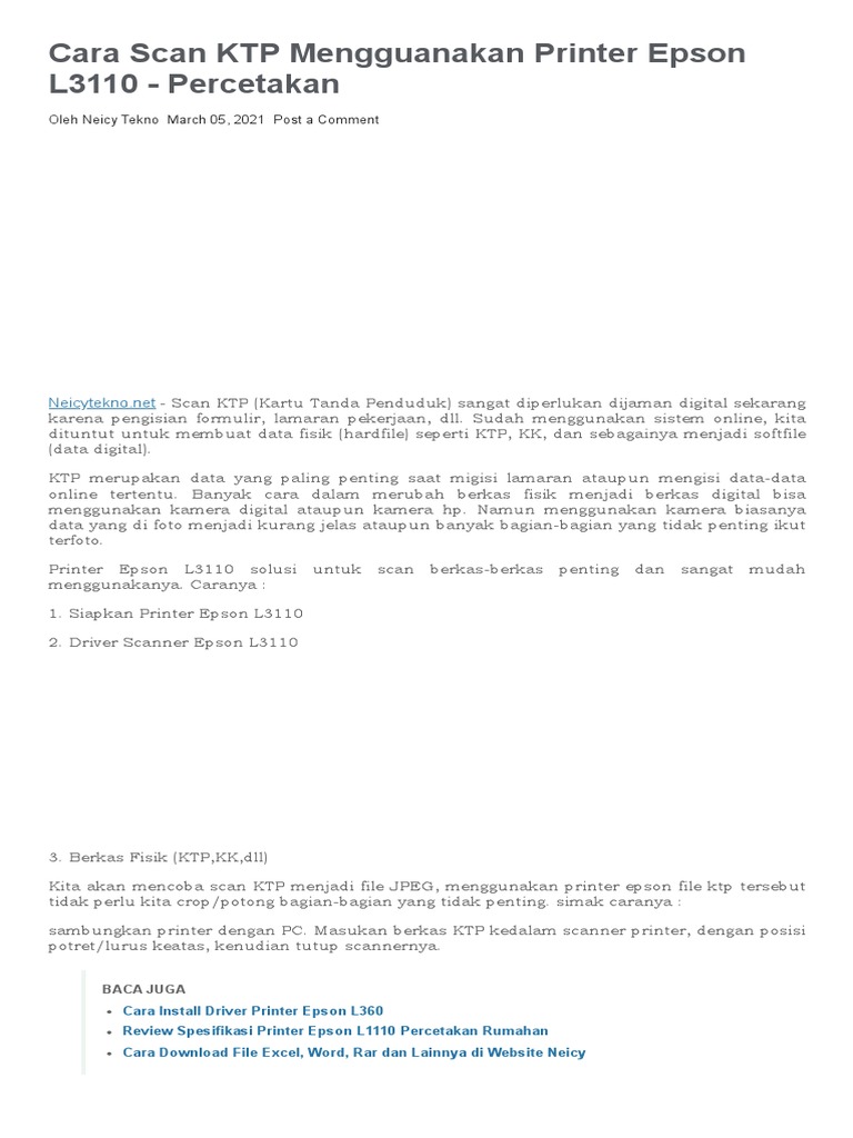 Cara Scan KTP Mengguanakan Printer Epson L3110 - Percetakan - Neicy ...