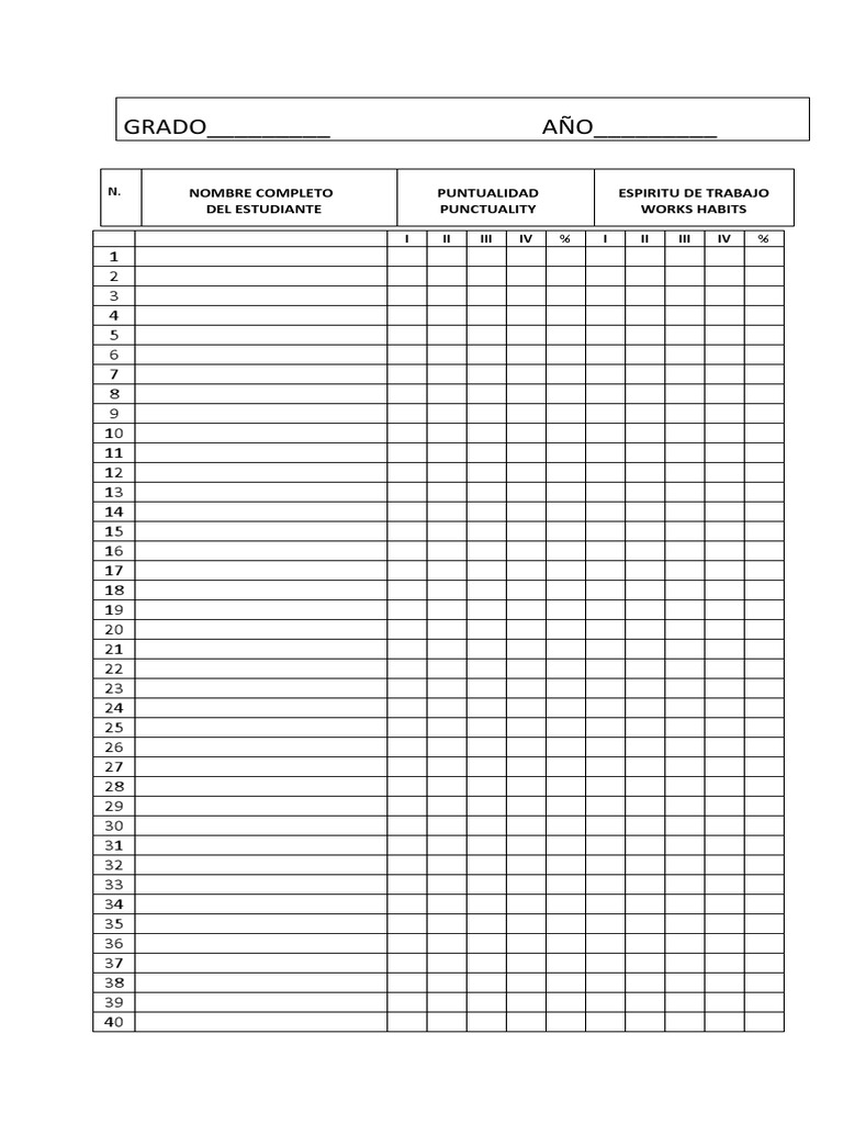 Formato Para Libro De Notas Parciales Pdf