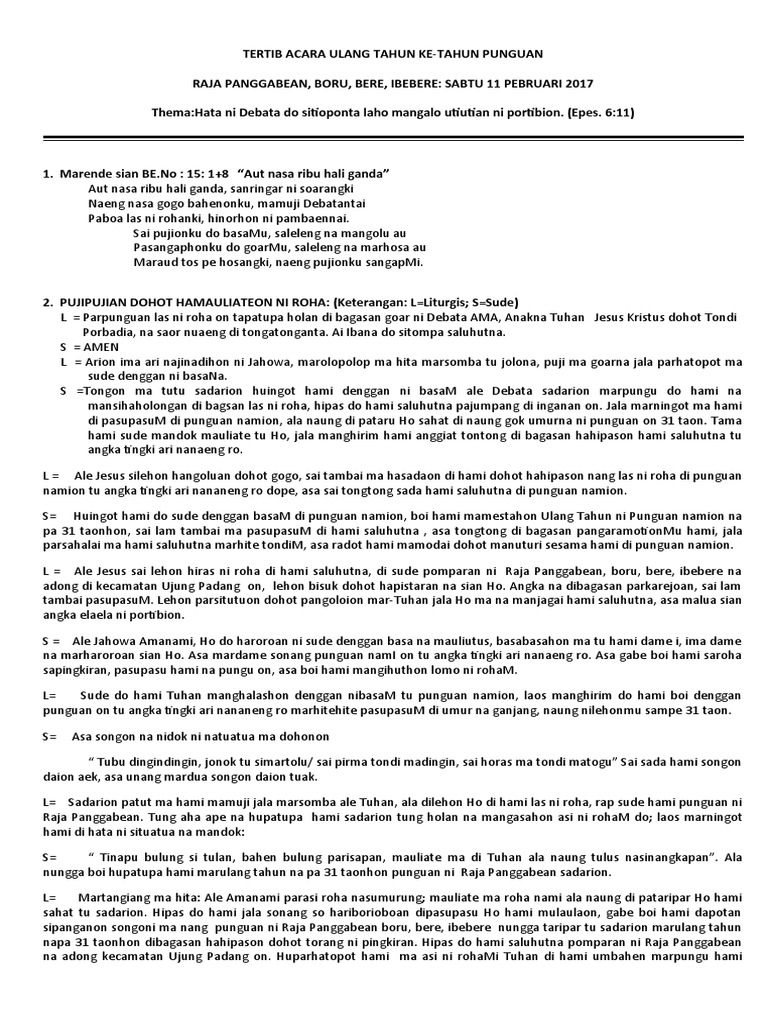 Tertib Acara Ulang Tahun Ke | PDF