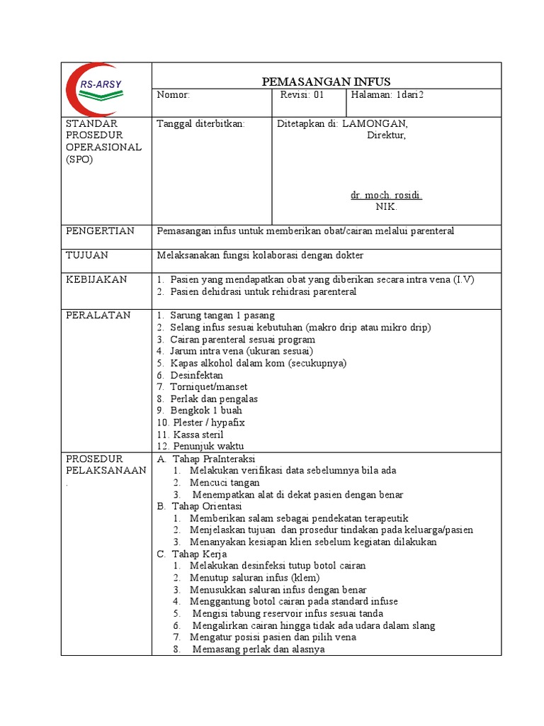 Pemasangan Infus | PDF