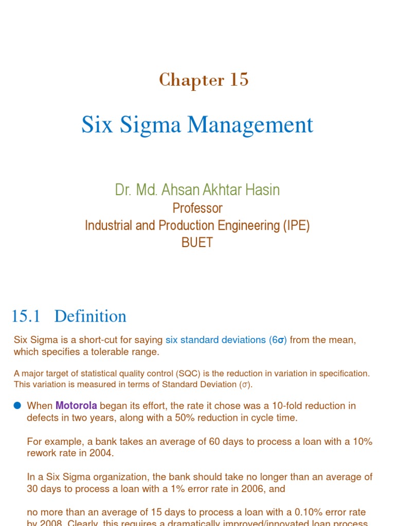 Chapter 15 - Six Sigma | PDF | Six Sigma | Standard Deviation
