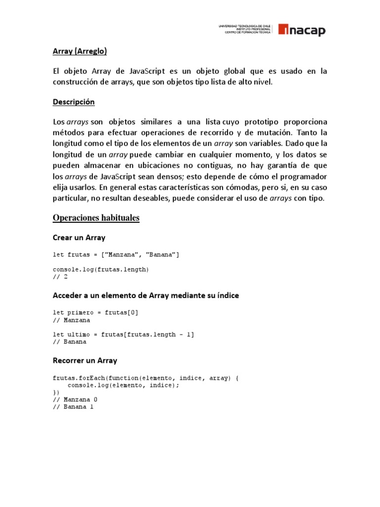 Arreglos JavaScript | PDF | Estructura de datos de matriz | Expresión ...
