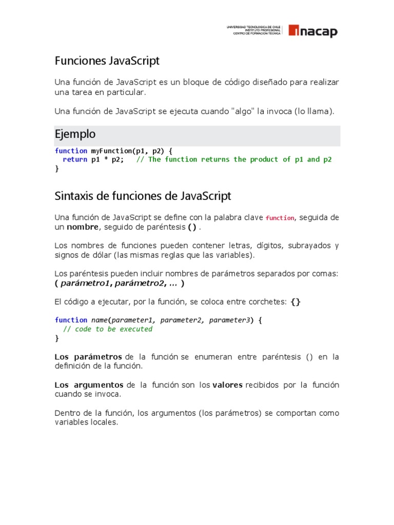 Funciones JavaScript | PDF | Script Java | Función (Matemáticas)